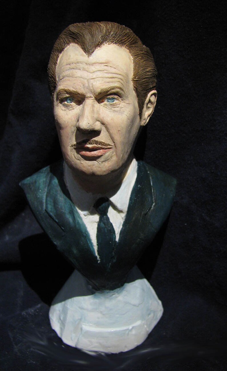 Vincent Price Portrait Sculpture Bust Statue Painted - Etsy