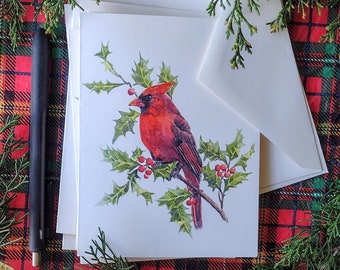 Cardinal in a Holly Tree DAI062 - Etsy