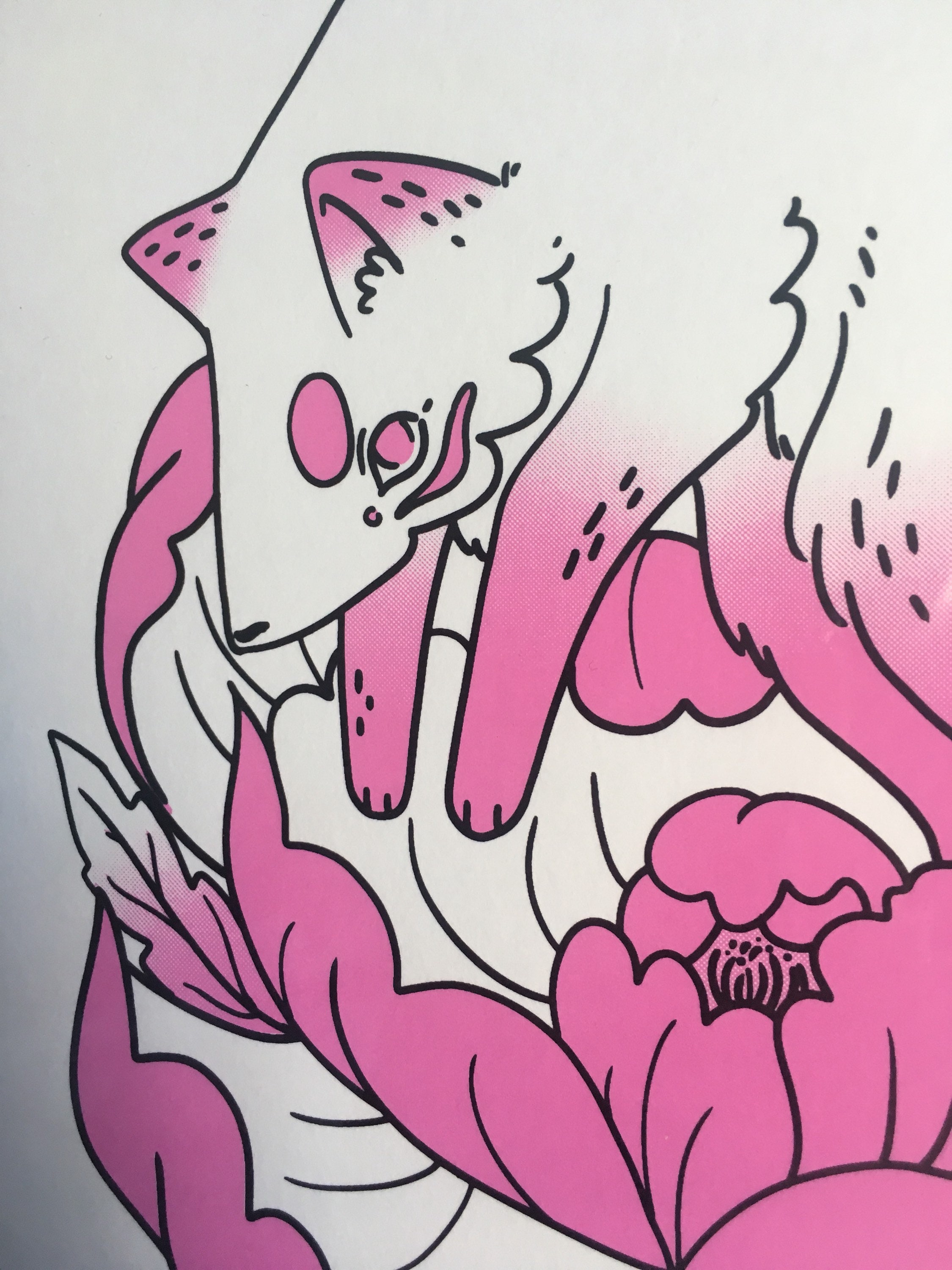 Peony Fox Screen Print - Etsy