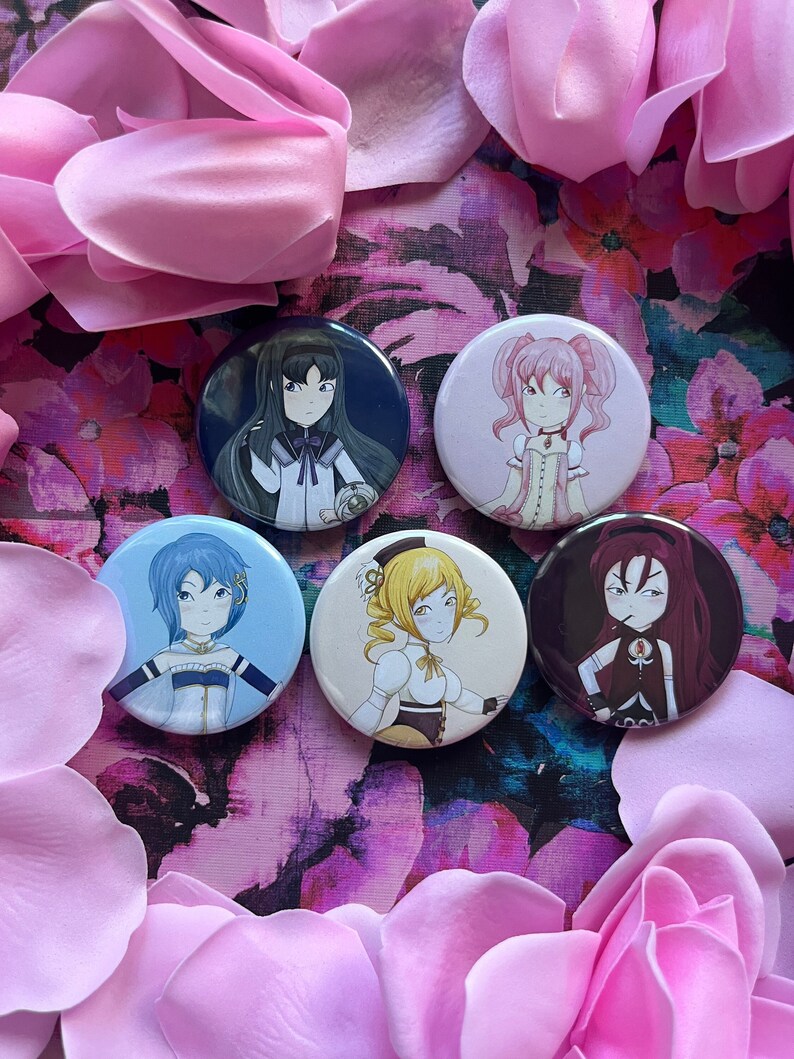 Madoka Magica 37mm Chibi Anime Button Badge - Etsy