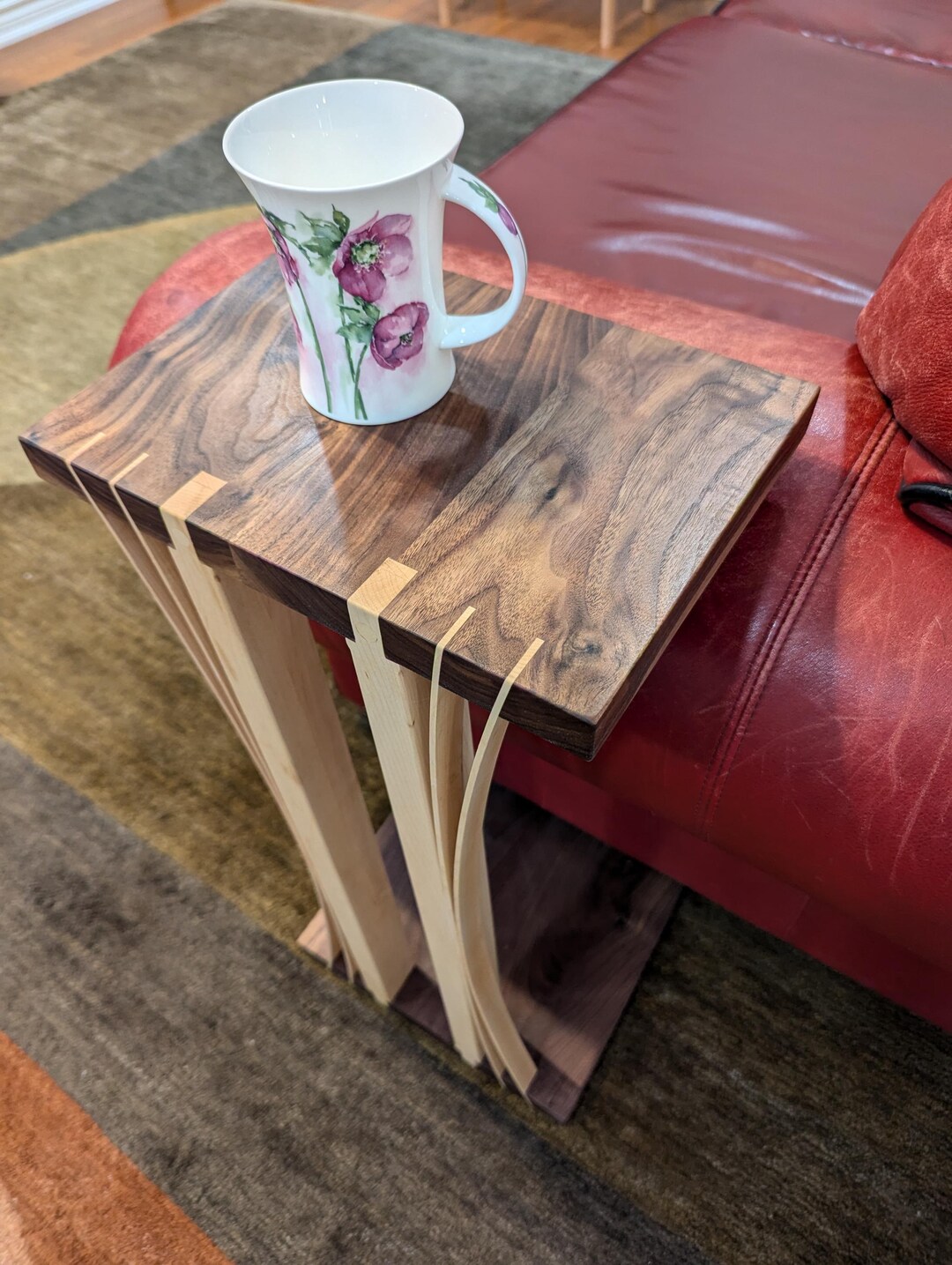 Side Table Display Stand Sofa Table- Hard Maple and Walnut - Japanese ...