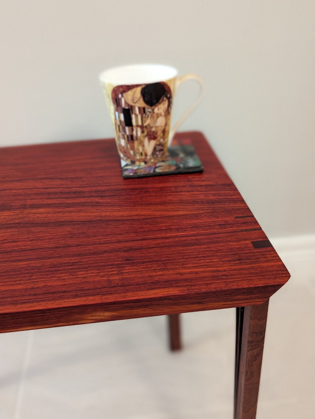 Exotic Padauk Wood Side Table – Japanese Inspired Design, Walnut Feet ...