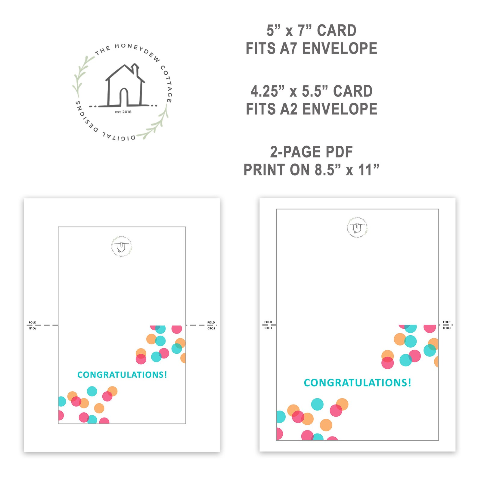 Congratulations Pink Confetti Card | Instant Download - Etsy