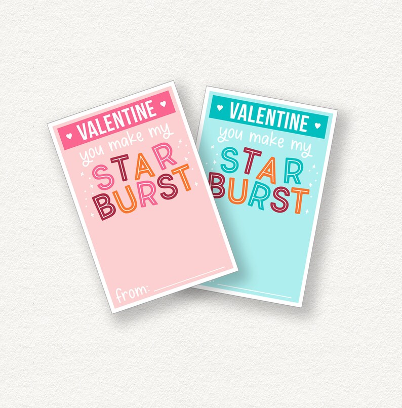 Starburst Valentine Printable | Instant Download | Kid Candy Valentine ...