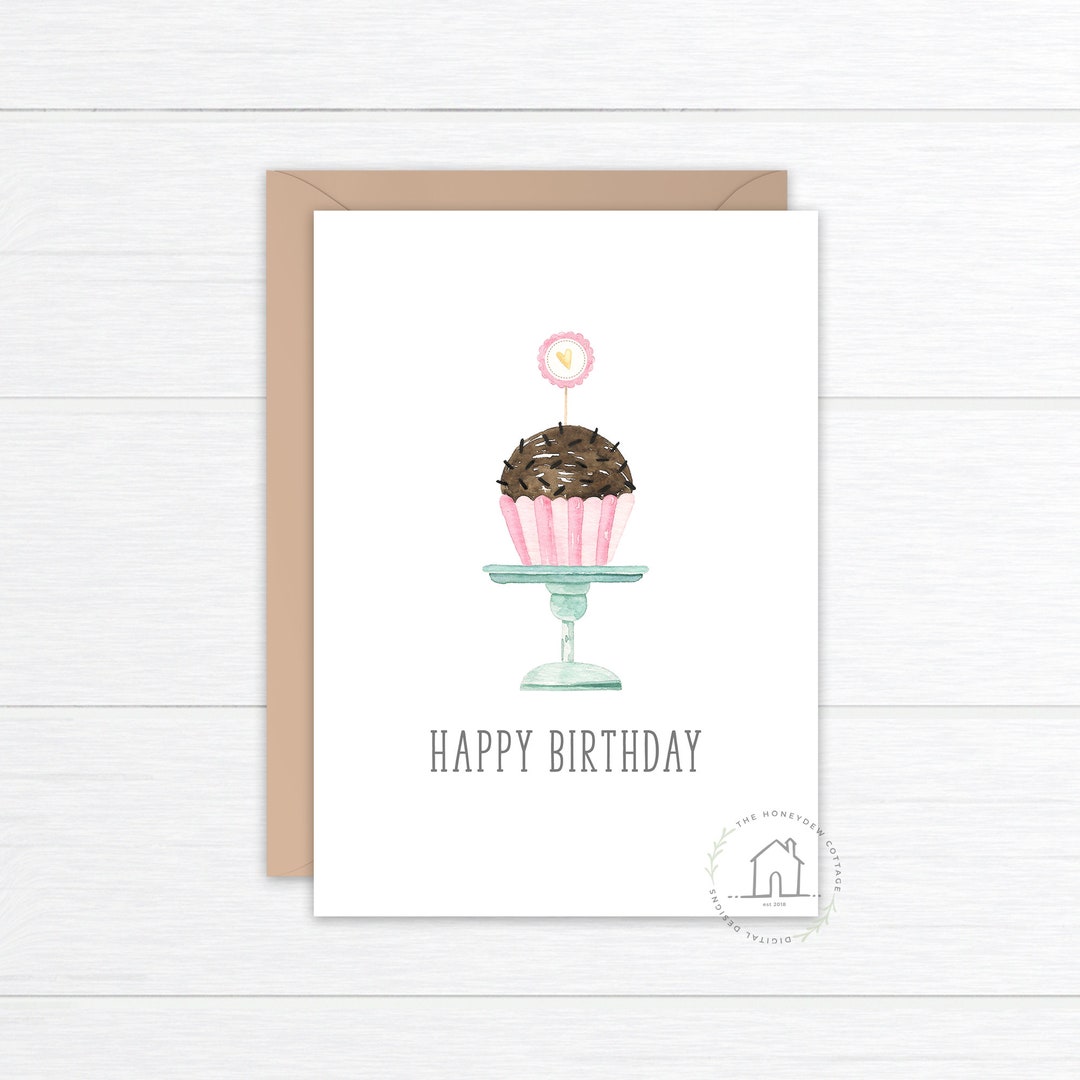 Birthday Card Cupcake | Printable Card | Instant Download - Etsy