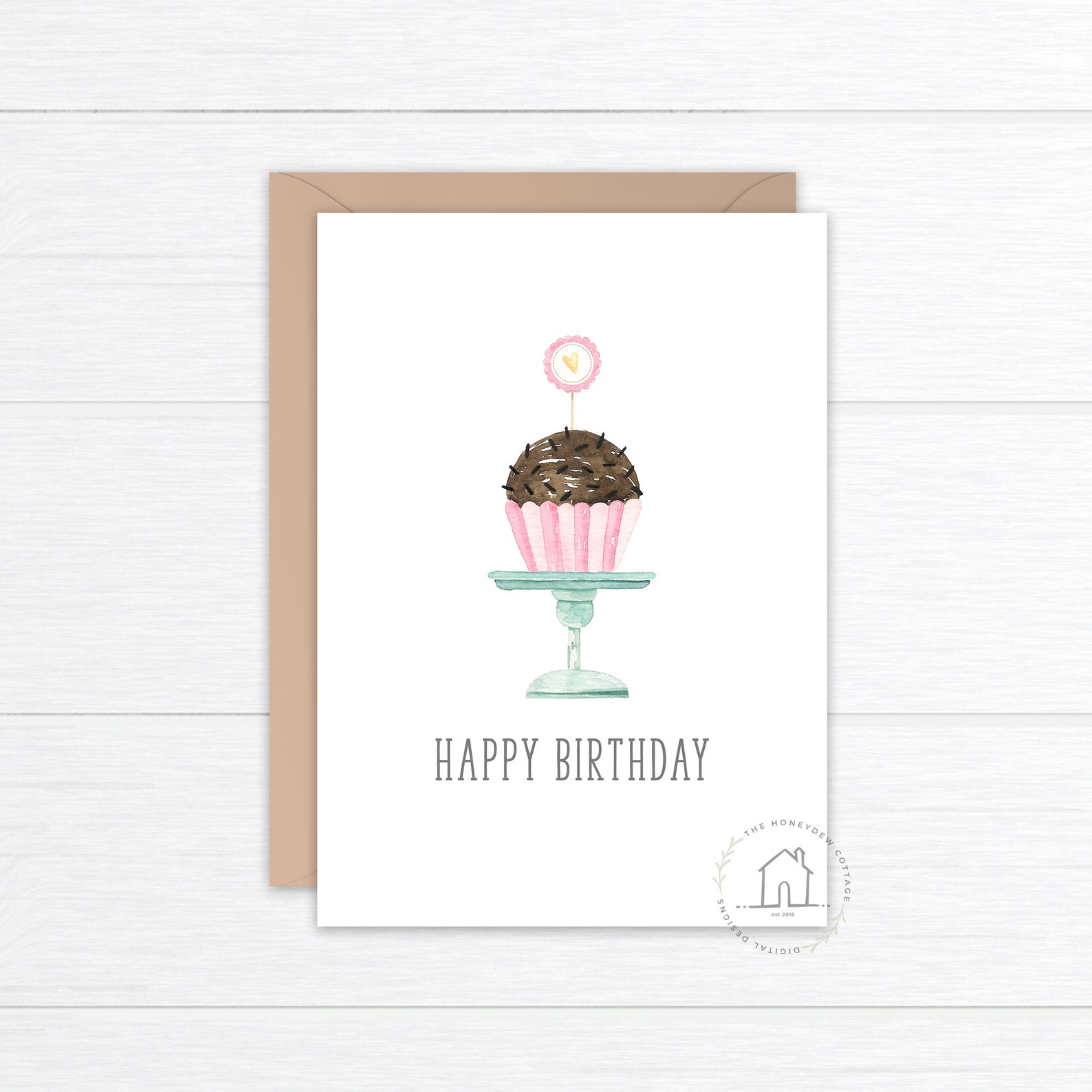 Birthday Card Cupcake Printable Card Instant Download - Etsy