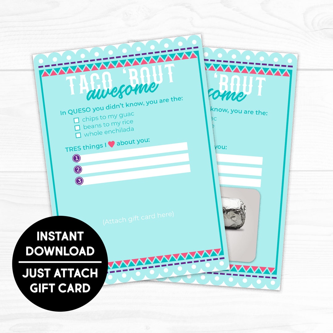 Mexican Food Gift Card Holder Cafe Rio, Chipotle, Taco Bell for Teacher ...