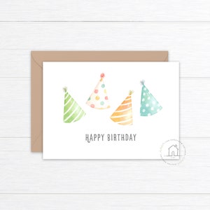 Birthday Card Party Hats | Instant Download - Etsy