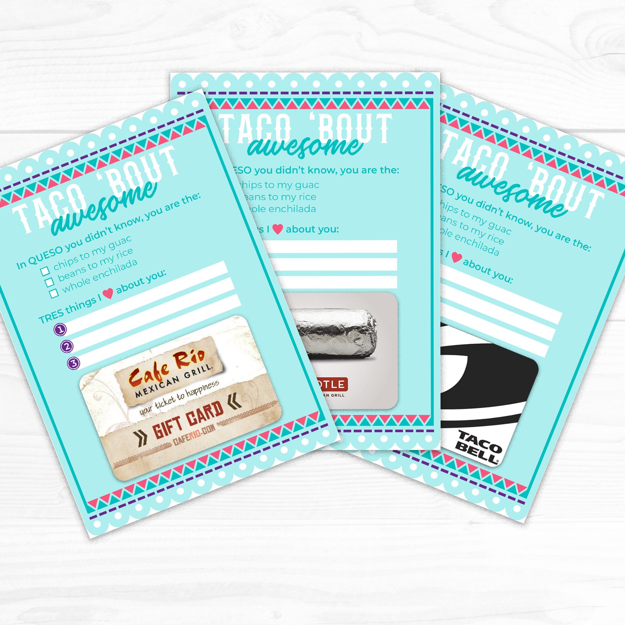 Mexican Food Gift Card Holder Cafe Rio, Chipotle, Taco Bell for Teacher ...