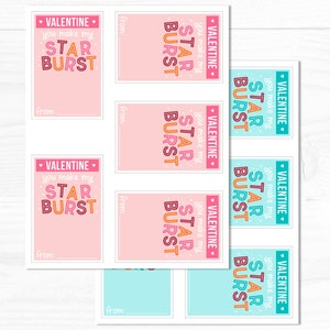 Starburst Valentine Printable | Instant Download | Kid Candy Valentine ...