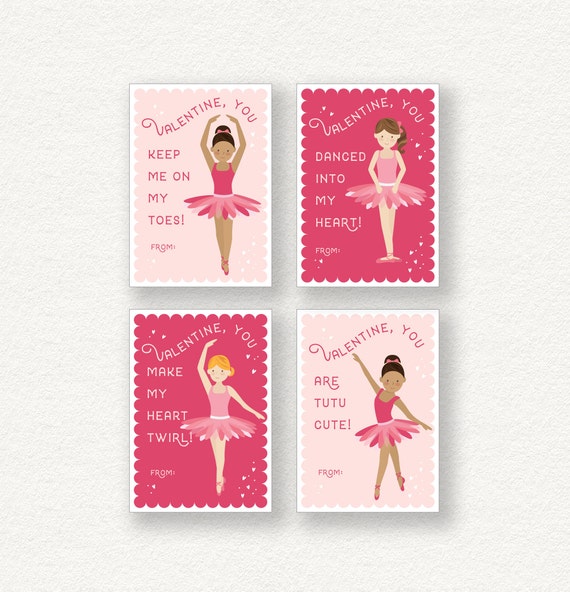 Ballet Valentine Printable Dance Ballerina | Etsy