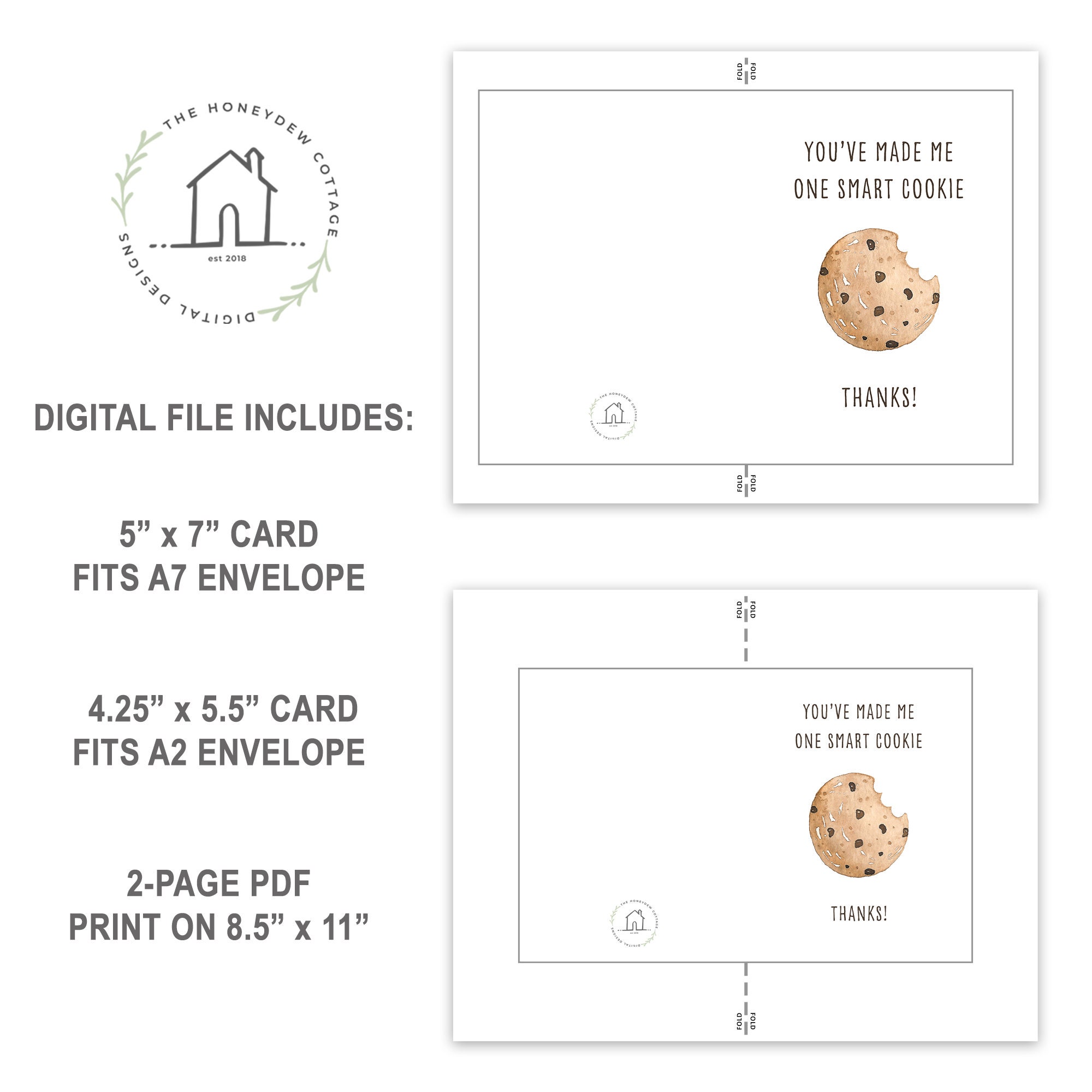 Smart Cookie Card Teacher Appreciation Thank You Card - Etsy