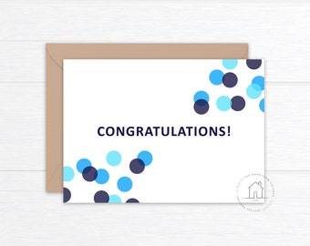 Congratulations Pink Confetti Card | Instant Download - Etsy