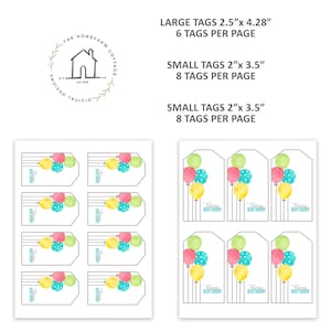 Birthday Balloons Gift Tags | Watercolor - Etsy