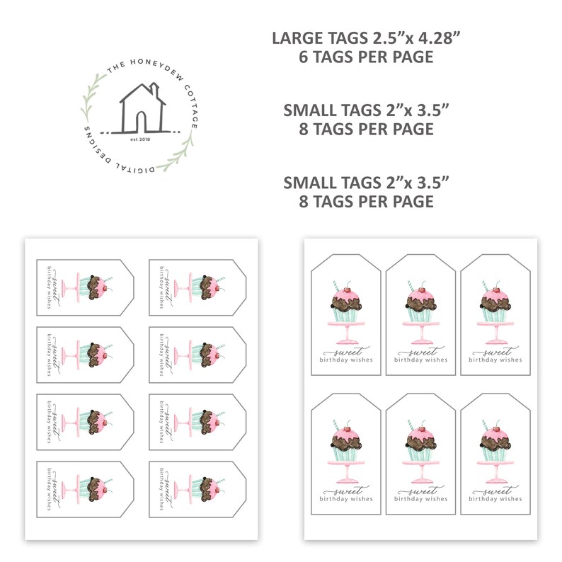 Birthday Cupcake Gift Tag - Etsy