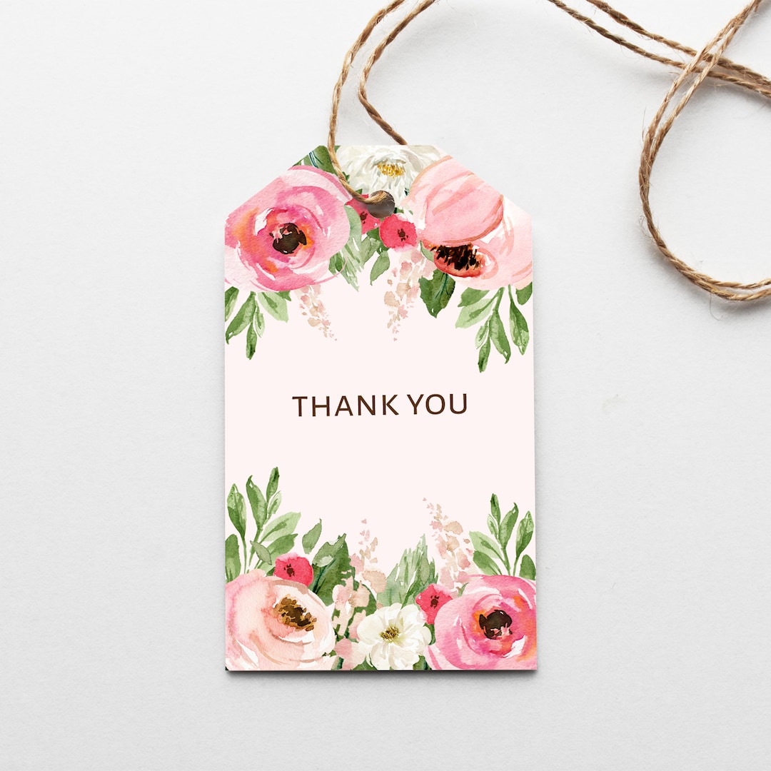 Thank You Gift Tag | Pretty Watercolor Flowers - Etsy