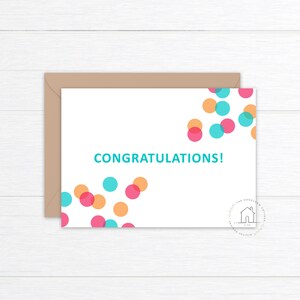 Congratulations Pink Confetti Card | Instant Download - Etsy