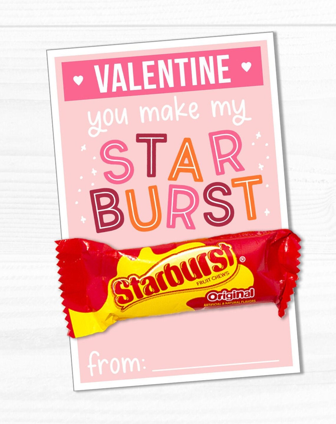 Starburst Valentine Printable | Instant Download | Kid Candy Valentine ...