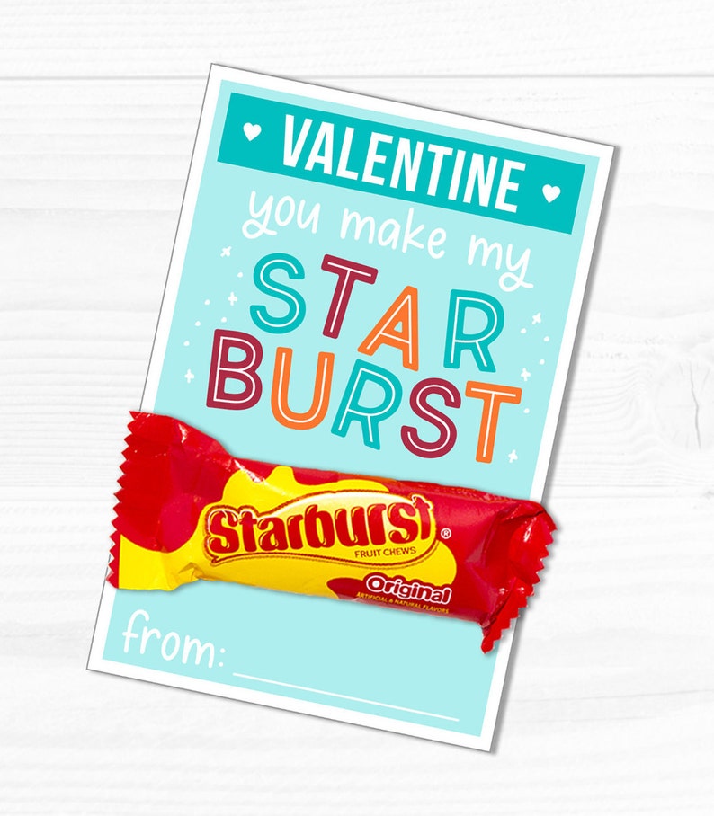 Starburst Valentine Printable | Instant Download | Kid Candy Valentine ...
