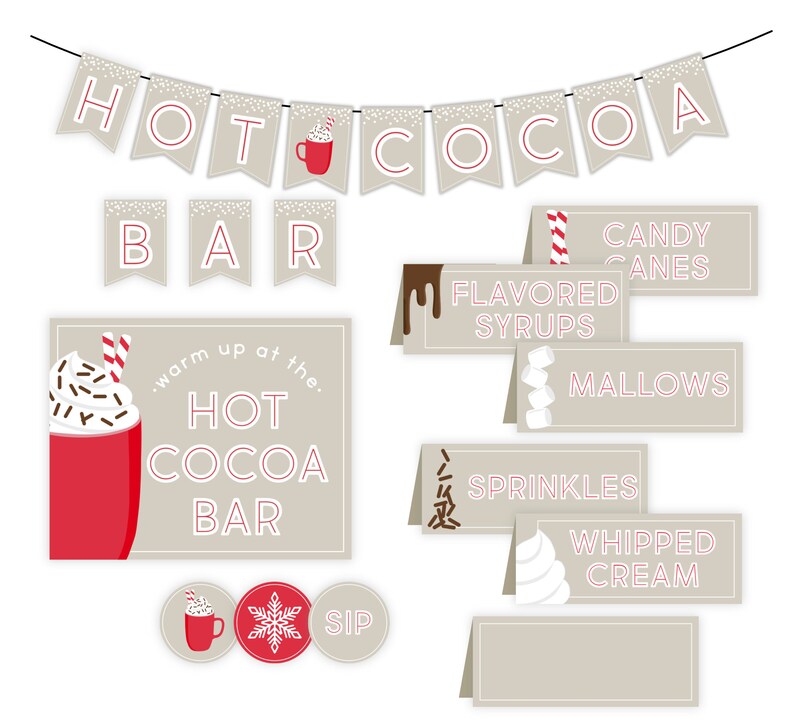 Hot Cocoa/hot Chocolate Bar/christmas Party Decorations Printable ...