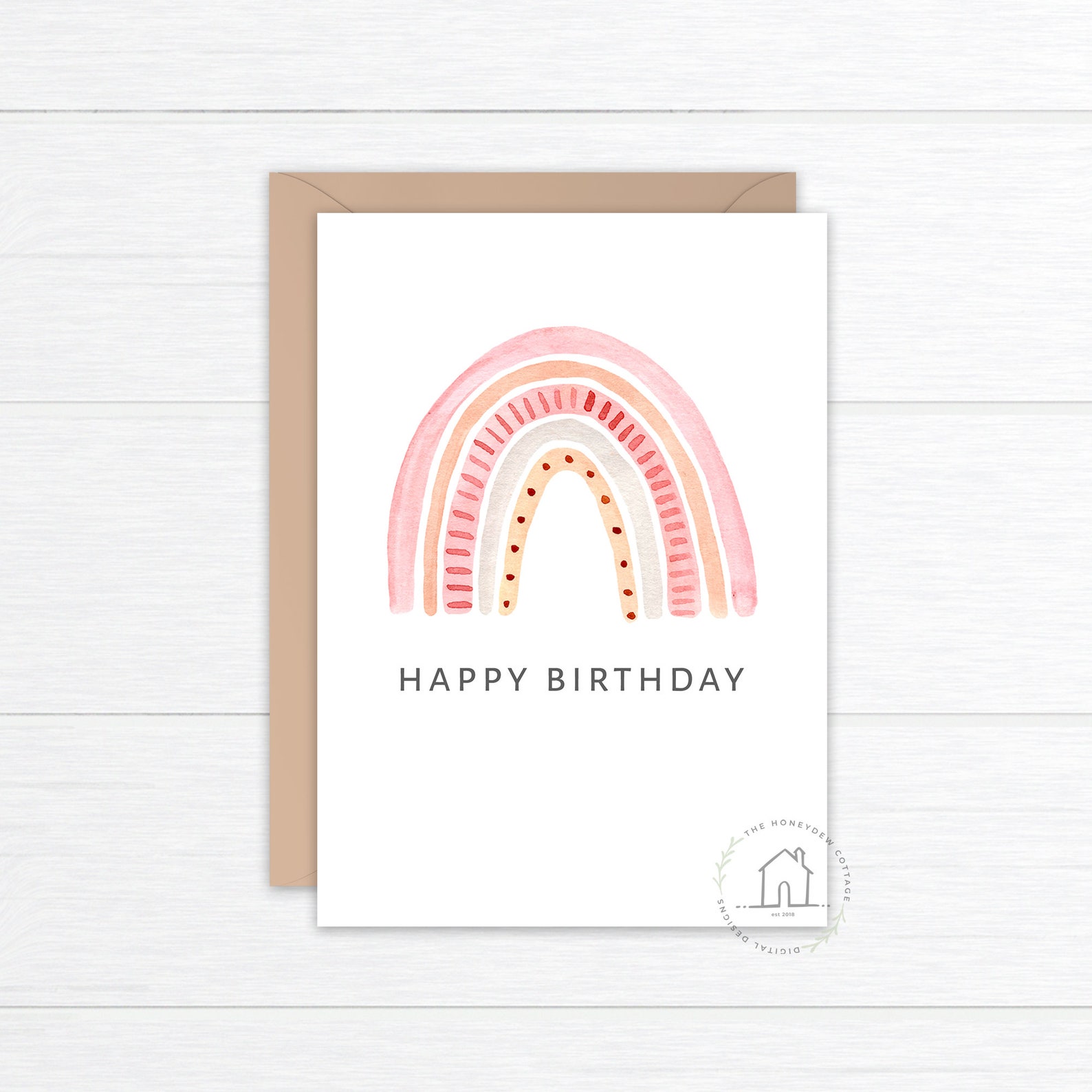 Rainbow Card | Birthday | Cute Pink Rainbow | Boho - Etsy