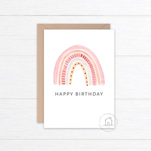 Rainbow Card | Birthday | Cute Pink Rainbow | Boho - Etsy