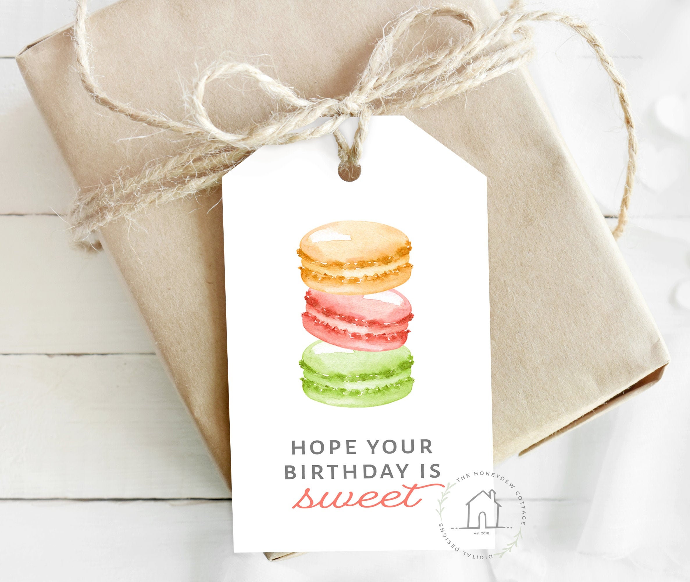 Birthday Macaron Gift Tag - Etsy