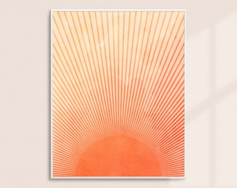 Abstract Sun Art Print Minimalist Wall Art Mid Century | Etsy