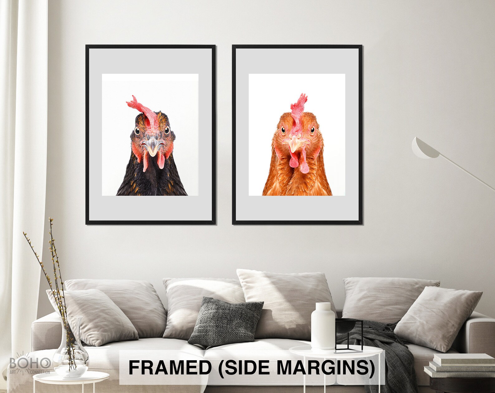 Two Chickens Prints // Cute Chickens Wall Art // Set of 2 - Etsy