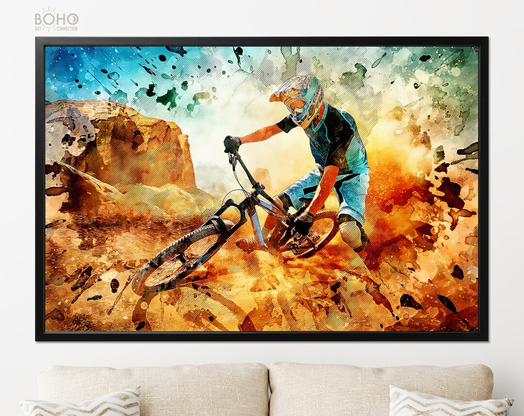Downhill Poster Print // MTB Mountain Bike Wall Art // Mountain Biking ...
