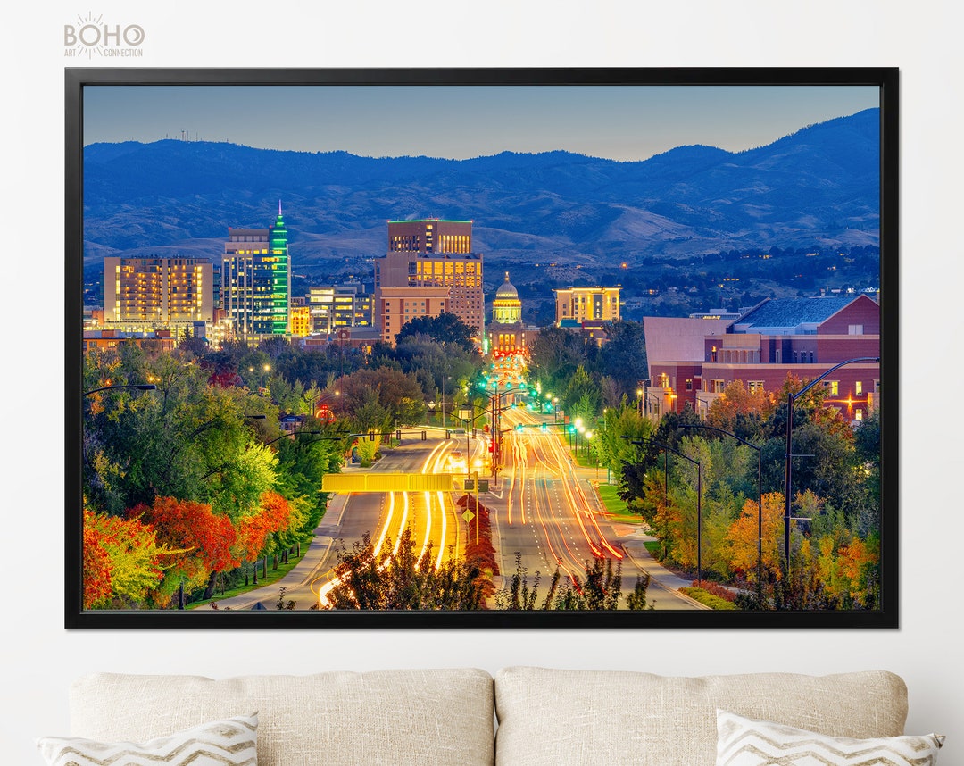 Boise Print // Boise Idaho USA Downtown Cityscape at Twilight - Etsy