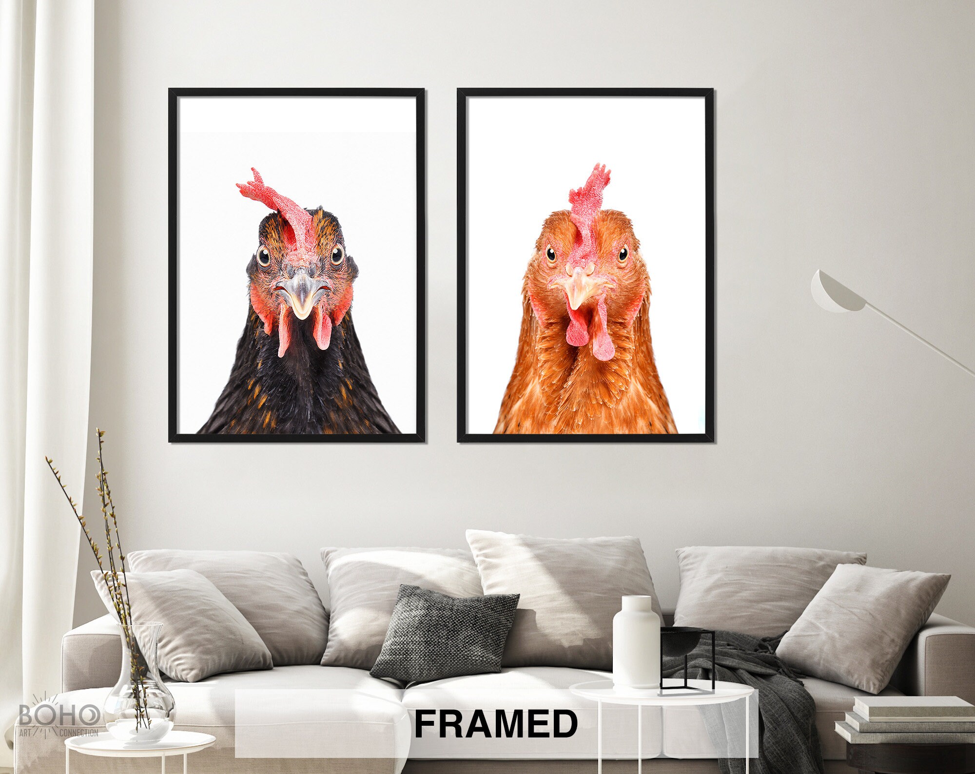 Two Chickens Prints // Cute Chickens Wall Art // Set of 2 - Etsy