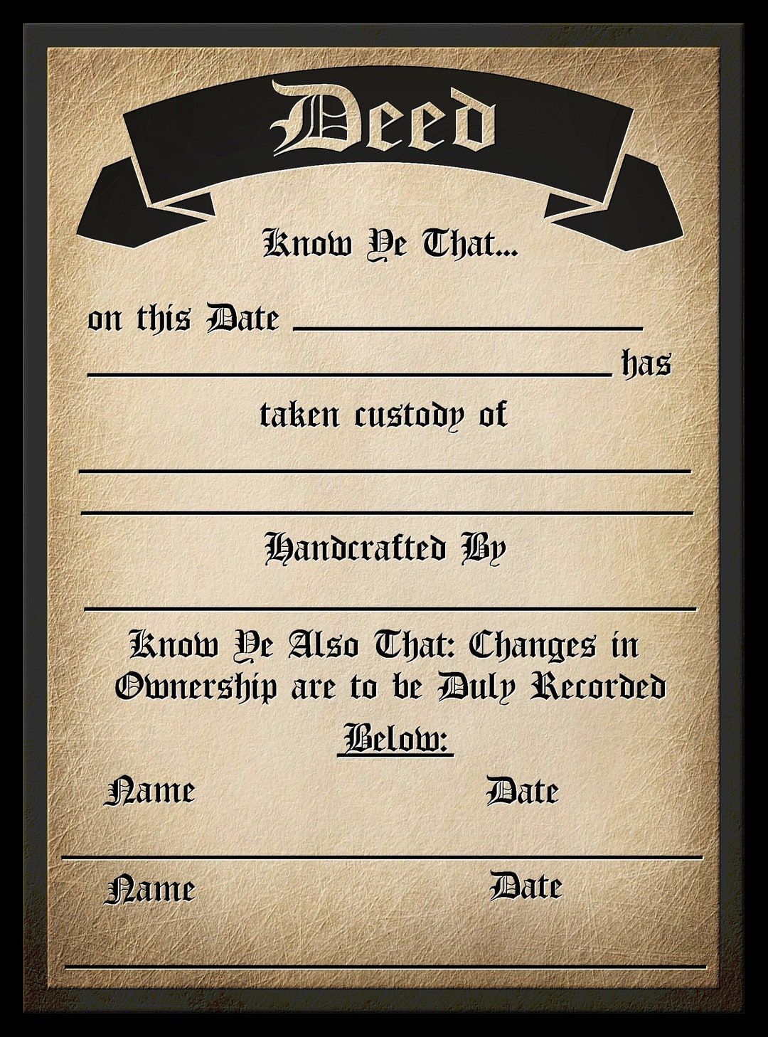 Printable Dollhouse Deed, Miniature Doll Title, Mini Certificate of ...