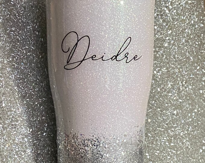 White and Silver Ombre Glitter Tumbler/glitter Tumbler/ombre Glitter ...