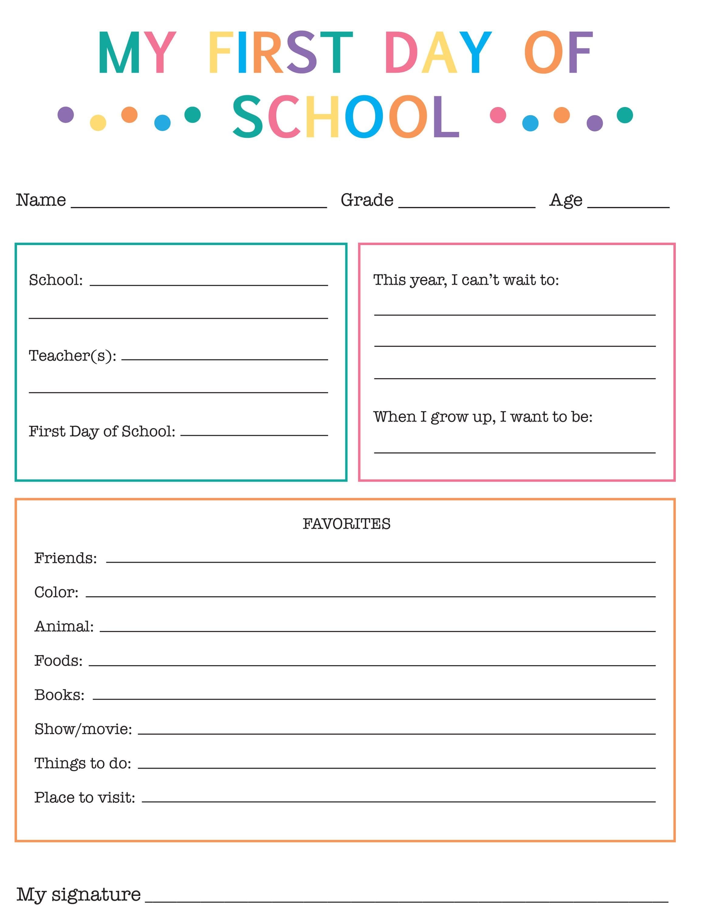 First Day of School Interview - Printable - Digital Download - Etsy