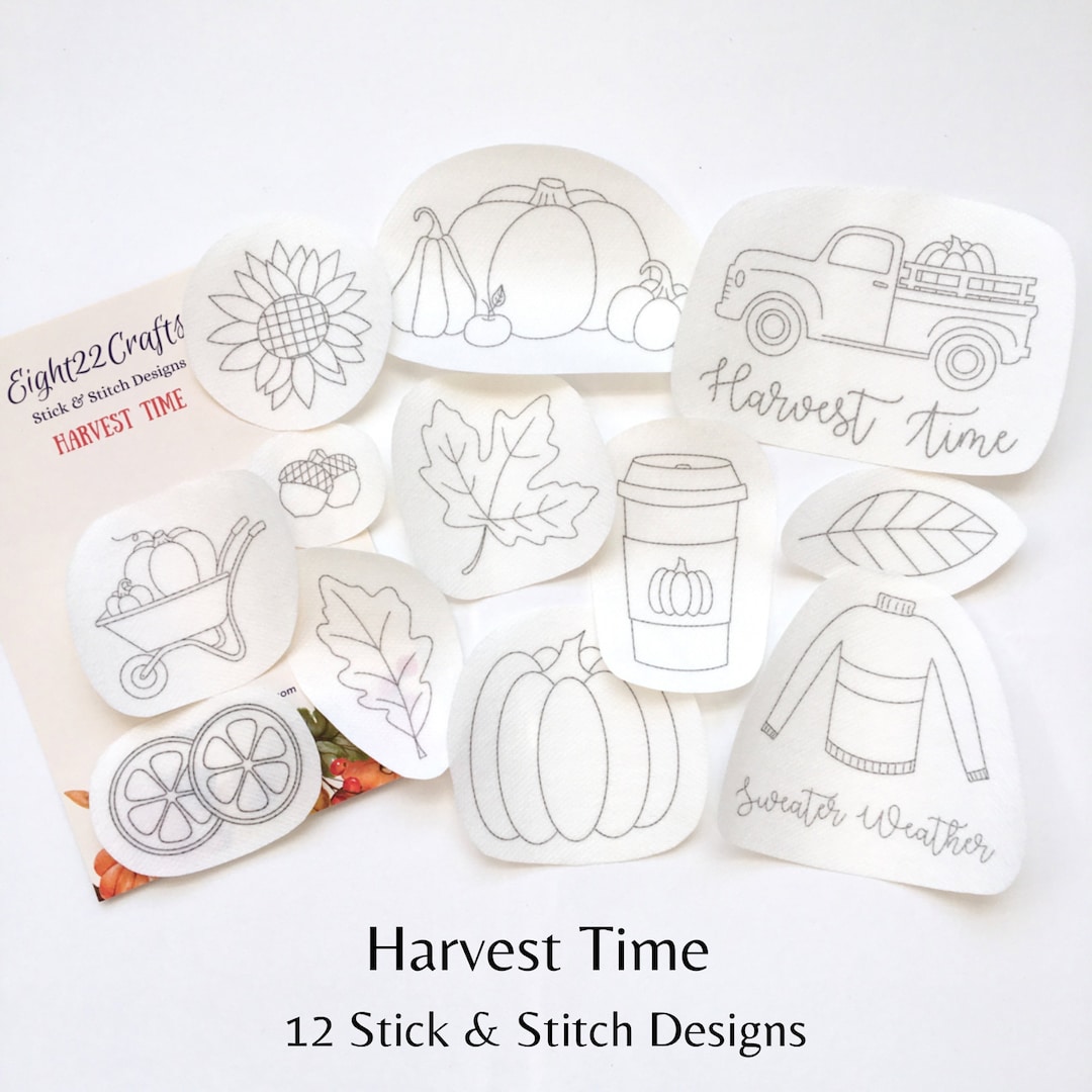 Autumn Stick and Stitch Embroidery Designs: Harvest Time (12 Designs ...