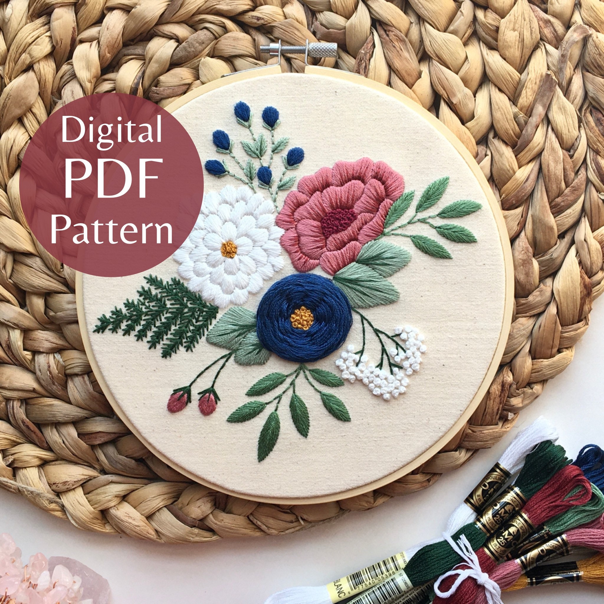 PDF Pattern Southern Flowers Modern Hand Embroidery Pattern - Etsy