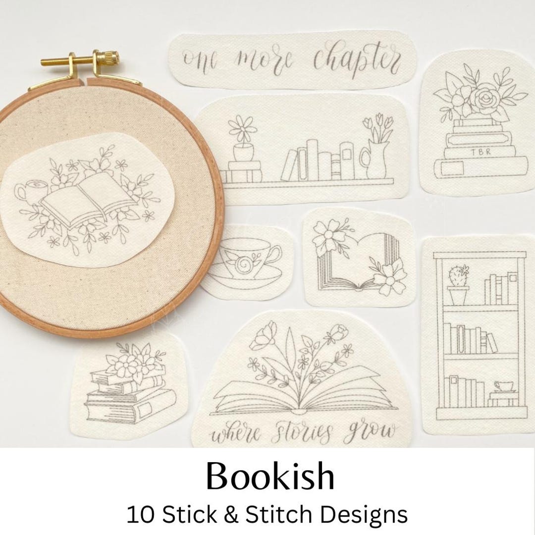 Bookish Stick and Stitch Embroidery Designs (10 Designs) - Etsy
