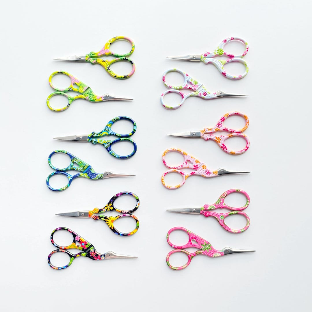 Colorful Stork Embroidery Scissors BUNDLE: Stainless Steel Crafting ...