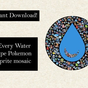 Pokemon Water Type Symbol Mosaic blue - Etsy