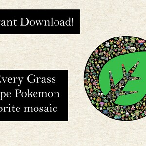 Pokemon Grass Type Symbol Mosaic green - Etsy