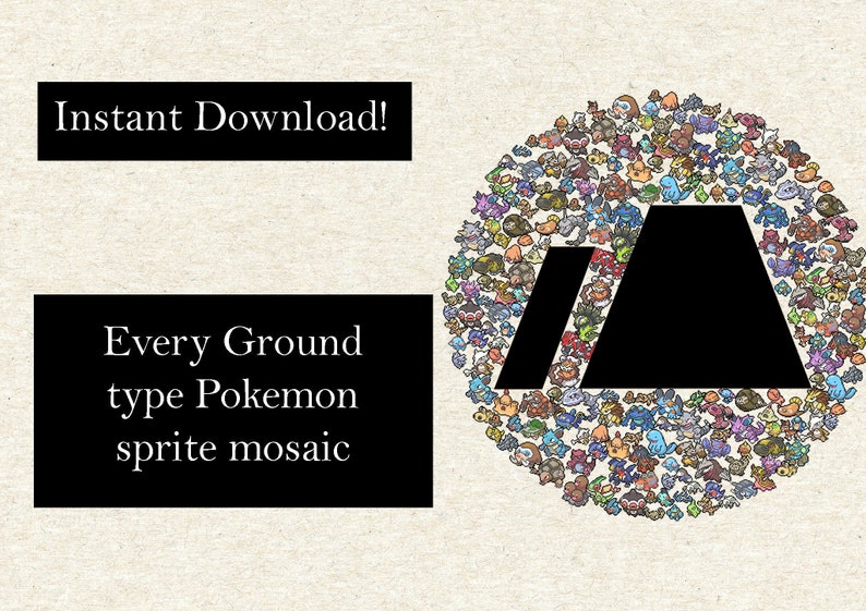 Pokemon Ground Type Symbol Mosaic black - Etsy