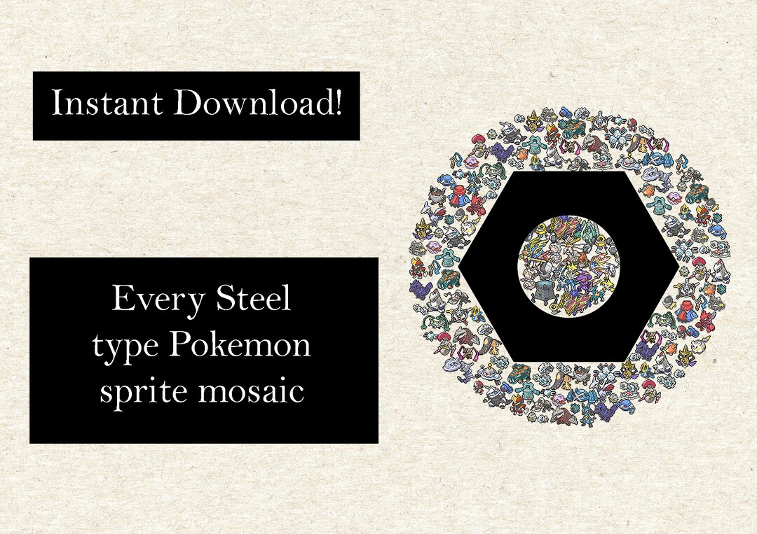 Pokemon Steel Type Symbol Mosaic black - Etsy