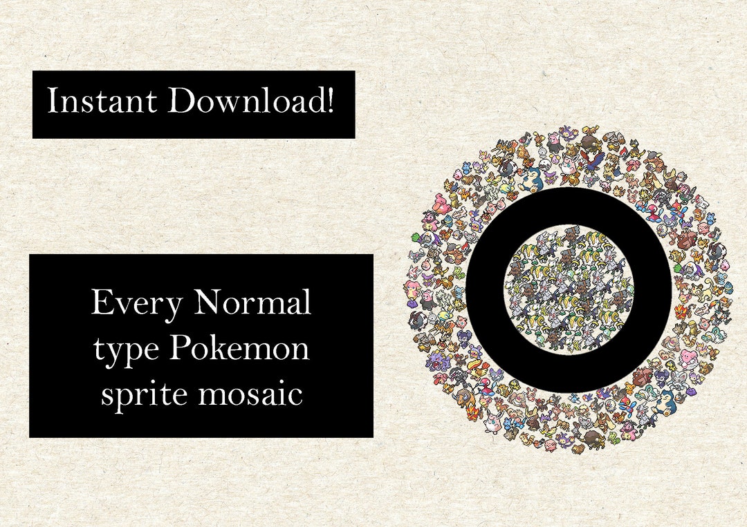 Pokemon Normal Type Symbol Mosaic black - Etsy