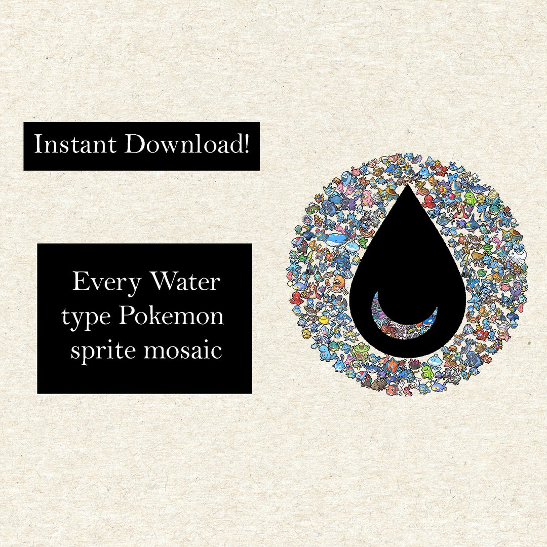 Pokemon Water Type Symbol Mosaic (black) - Etsy