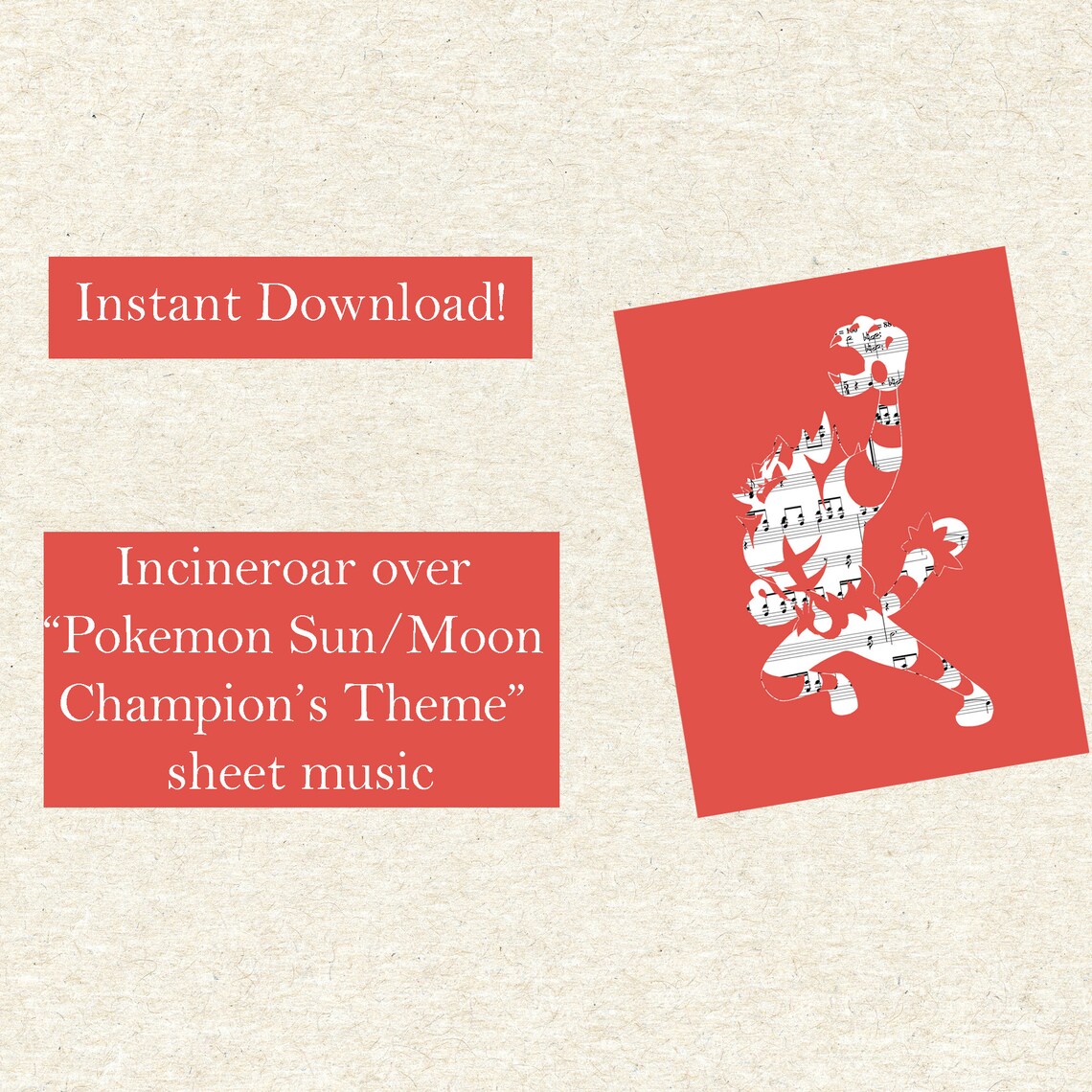Pokemon Sun/moon: Champion's Theme - Incineroar Graphic - Etsy