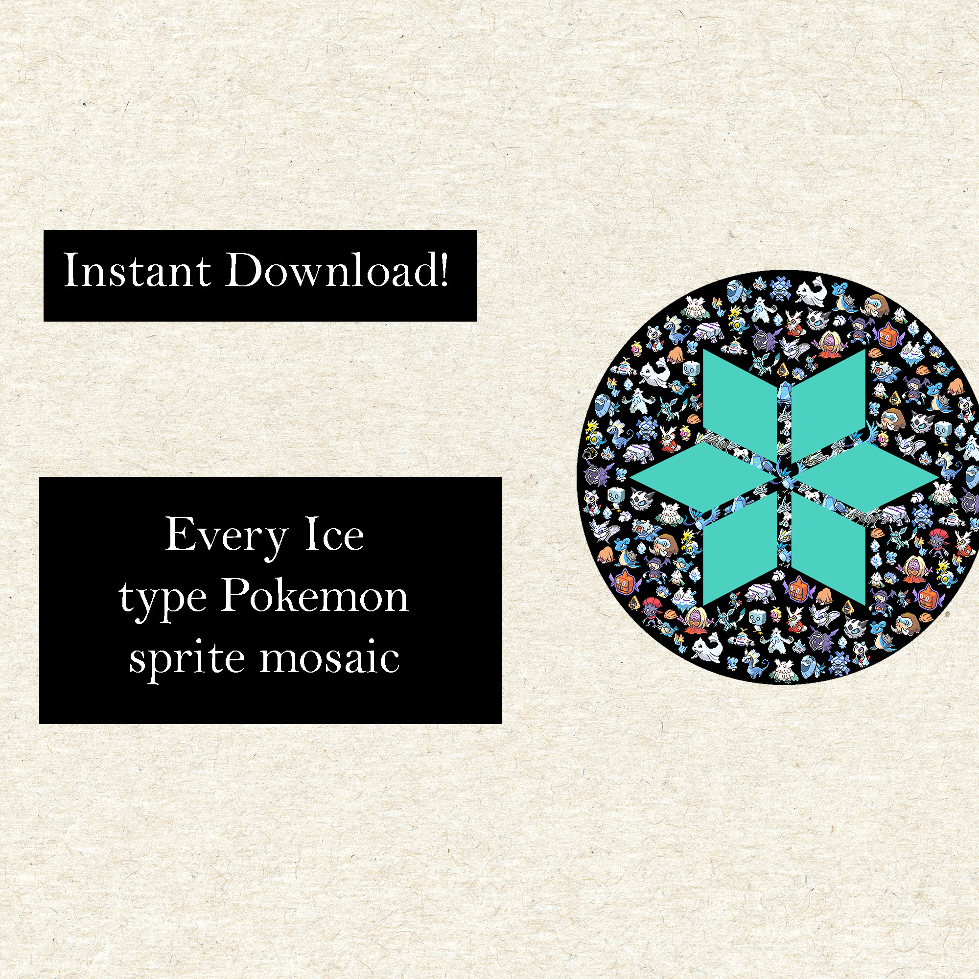 Pokemon Ice Type Symbol Mosaic (blue) - Etsy