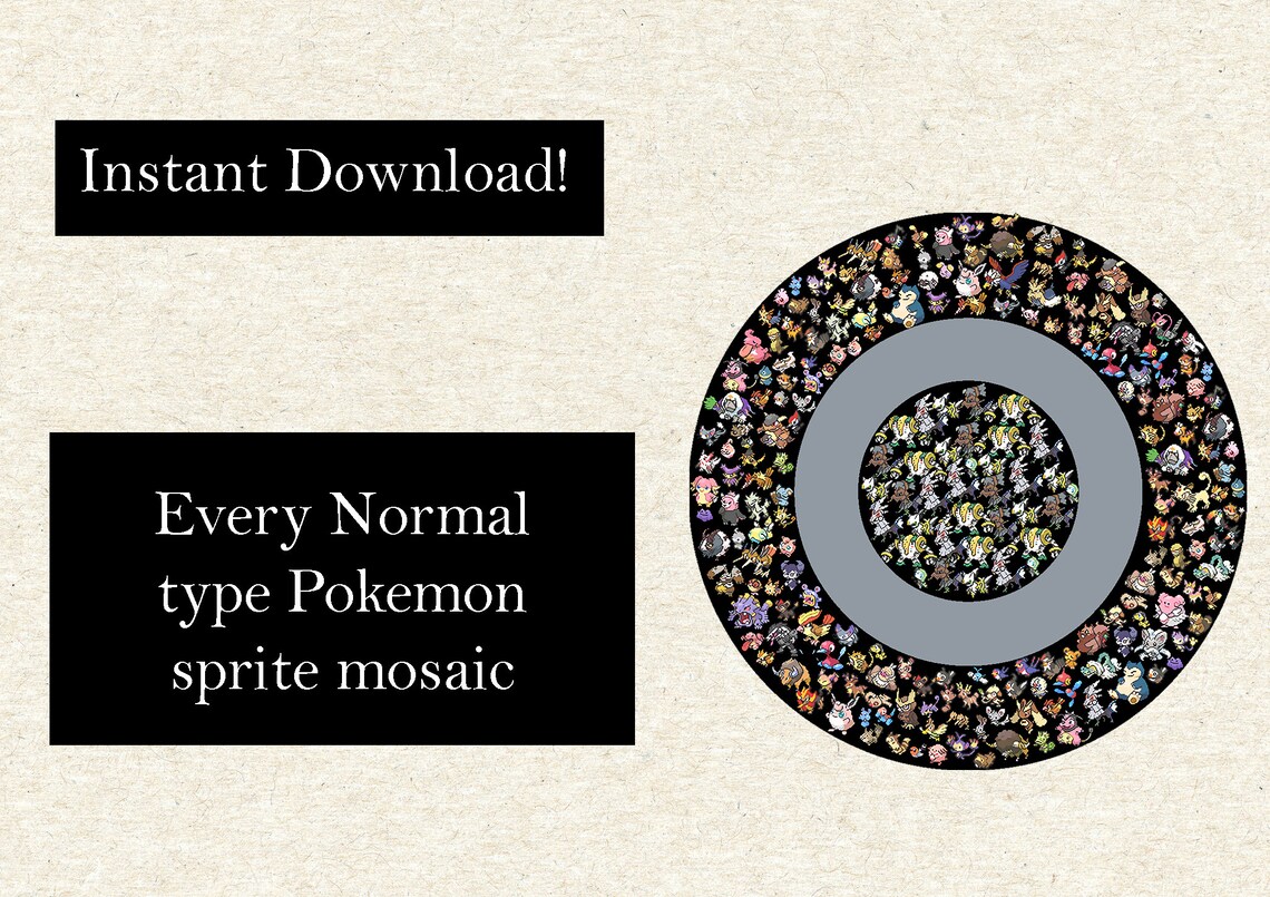 Pokemon Normal Type Symbol Mosaic grey - Etsy