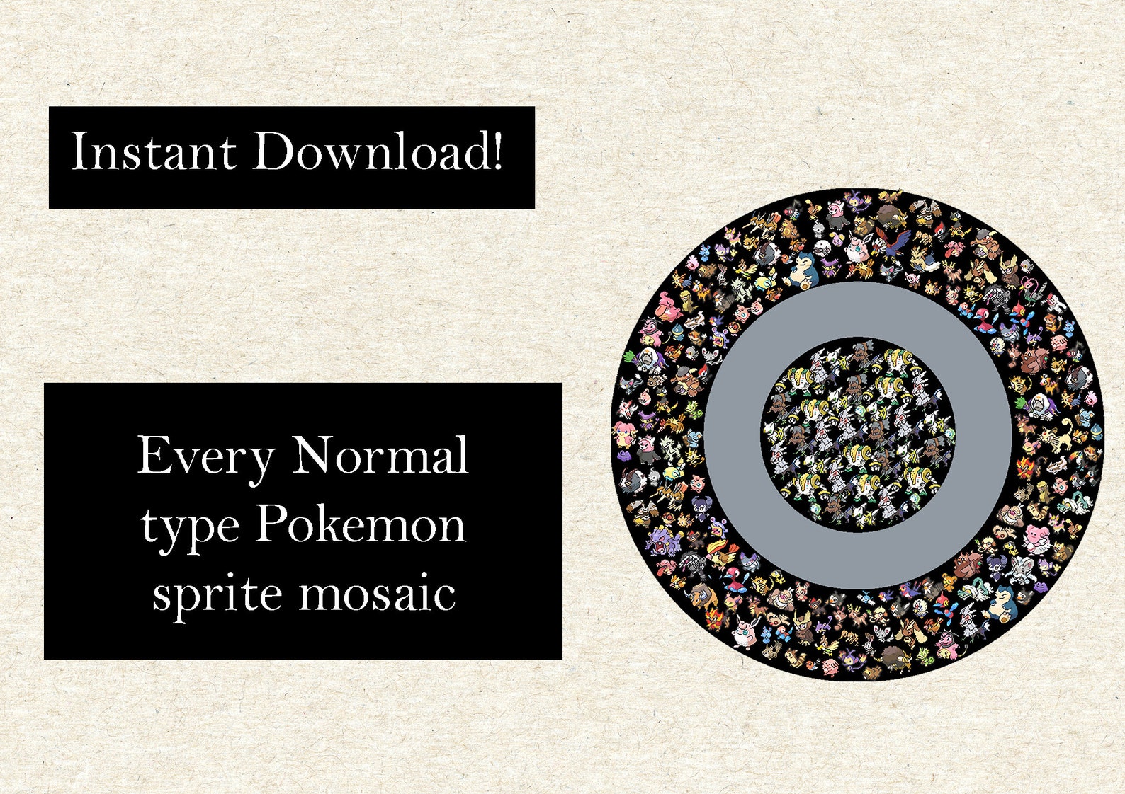 Pokemon Normal Type Symbol Mosaic grey - Etsy