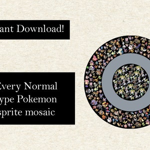 Pokemon Normal Type Symbol Mosaic grey - Etsy